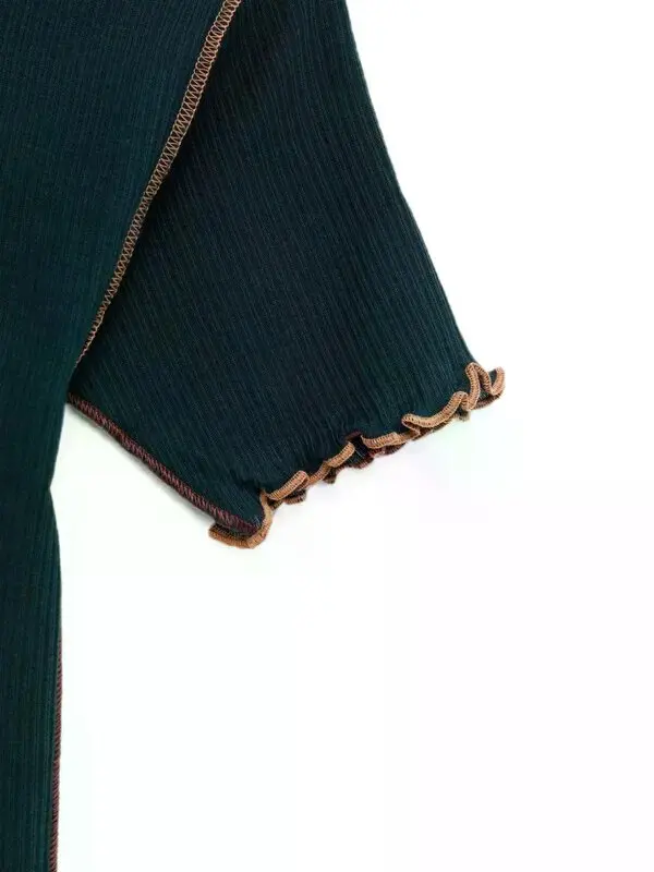 BASERANGE Ribbed Lettuce-trim T-shirt - Green