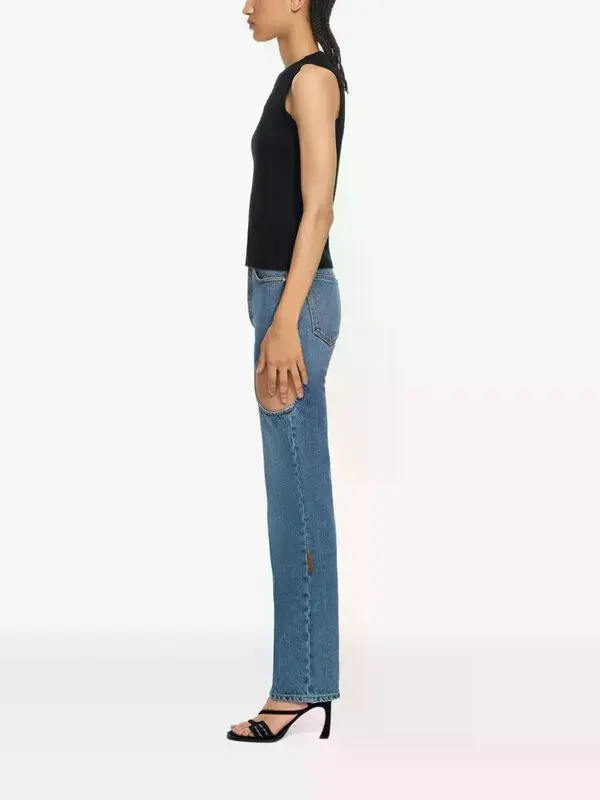 Off-White Ribbed Racerback Tank Top With Logo Detail - Black