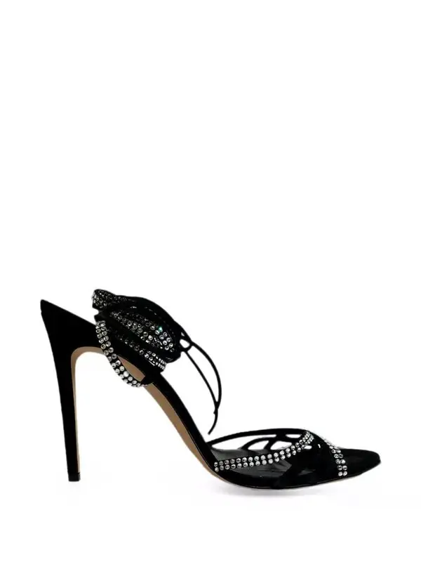 Paris Texas Suede Crystal Embellishment Stiletto Sandals - Black