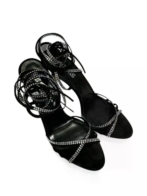 Paris Texas Suede Crystal Embellishment Stiletto Sandals