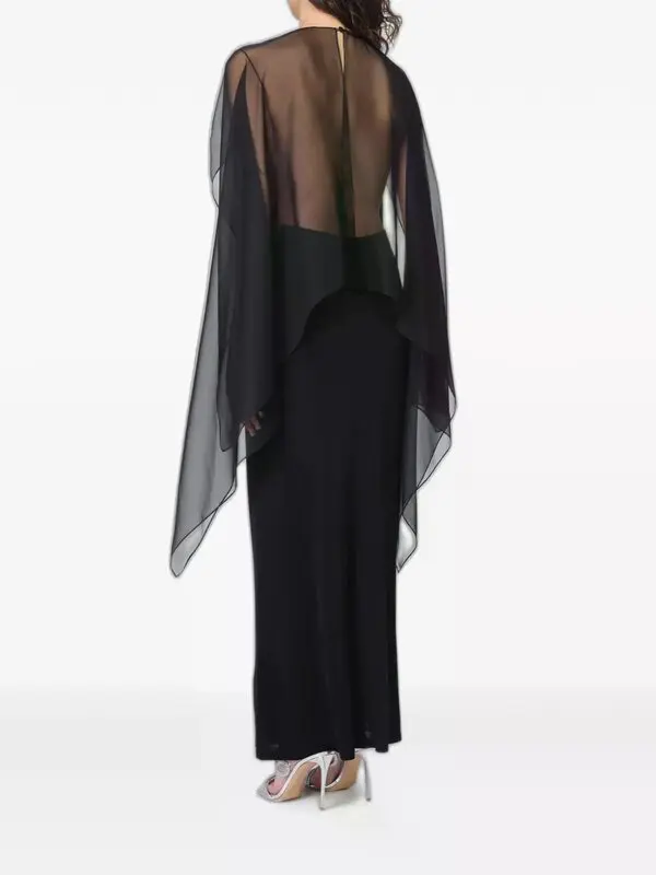 Alberta Ferretti Sheer-panelled Cape-style Maxi Dress