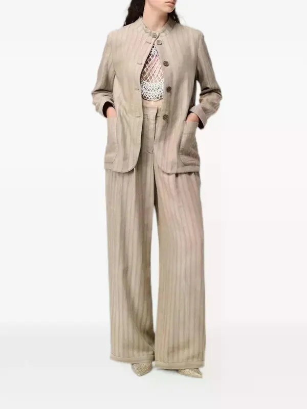 Emporio Armani Stripe Print High-waisted Palazzo Pants - Neutrals