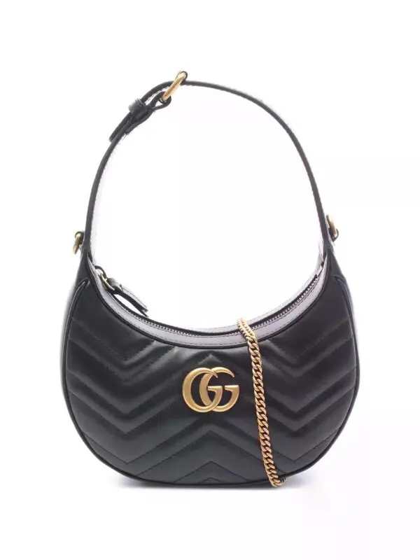 Gucci Gg Marmont Chevron-quilted Shoulder Bag - Black