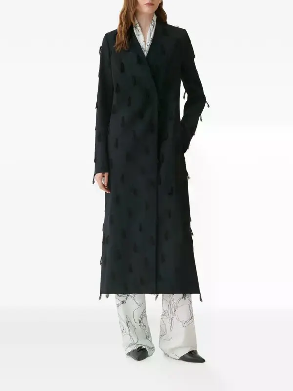 Fabiana Filippi Tasseled V-neck Coat - Black