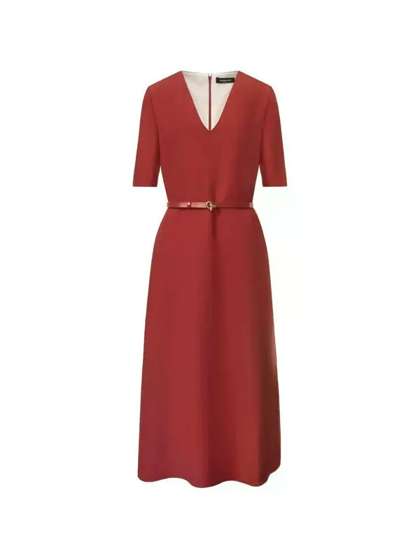Fabiana Filippi V-neck Midi Dress With Belt - Red