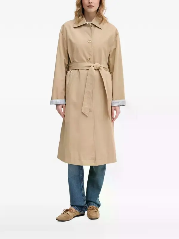 BENETTON Belted Button-down Trench Coat - Neutrals