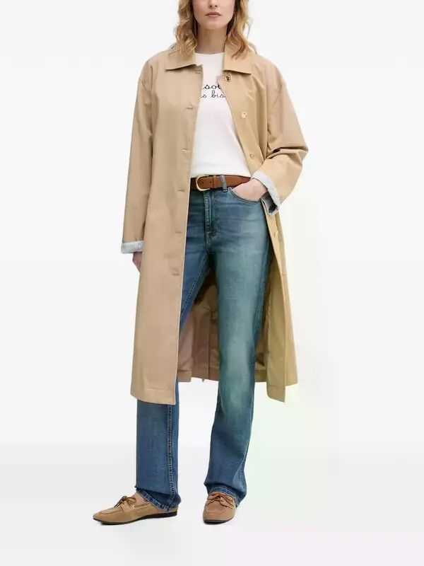 BENETTON Belted Button-down Trench Coat - Neutrals