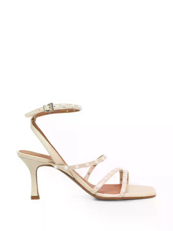 BILLI BI Cream White Leather Strappy Heeled Sandals - Neutrals