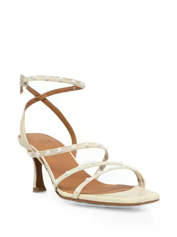 BILLI BI Cream White Leather Strappy Heeled Sandals