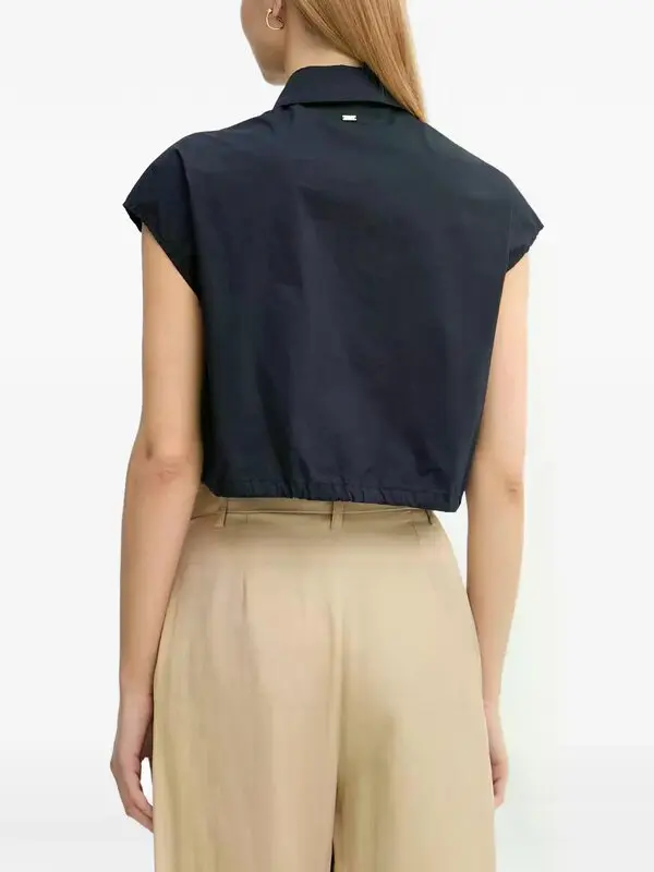 GAUDI Cropped Shirt With Drawstring Hem - Blue