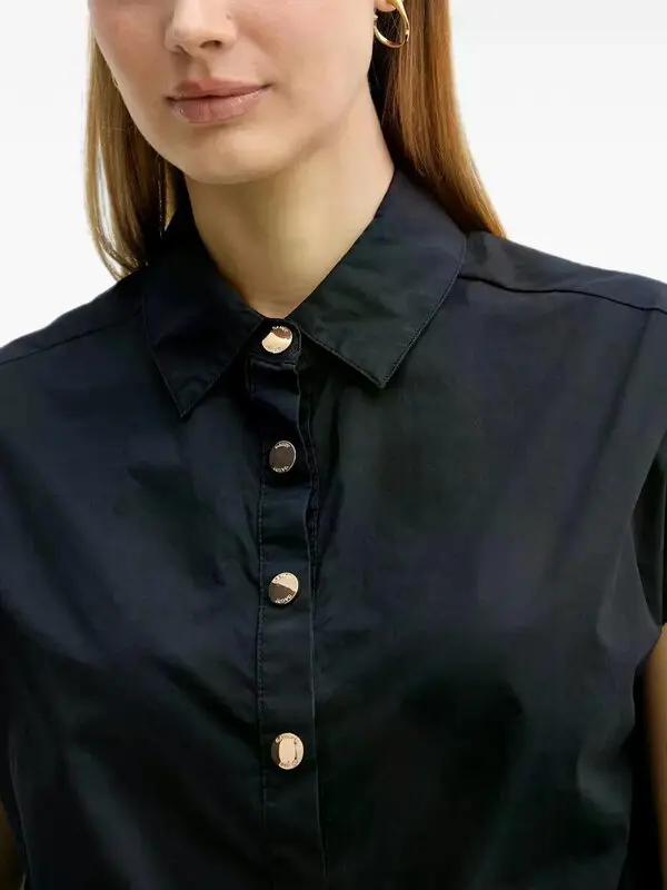 GAUDI Cropped Shirt With Drawstring Hem - Blue