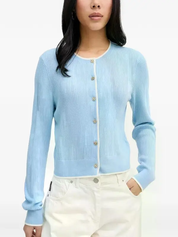 From Future Ribbed Knit Cardigan With Contrast Trim