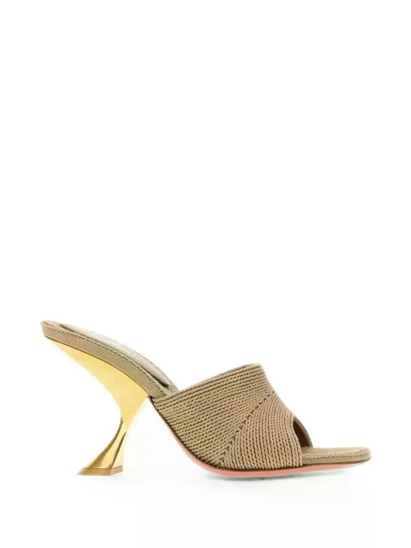 Amina Muaddi Taylor Woven Open Toe High Heel Sandals - Neutrals