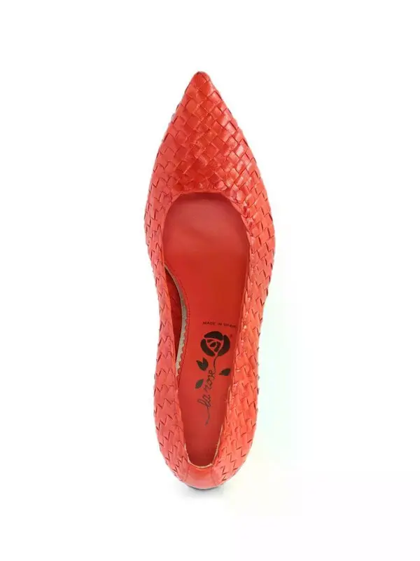 LA ROSE Carol Woven Pointed-toe Pumps