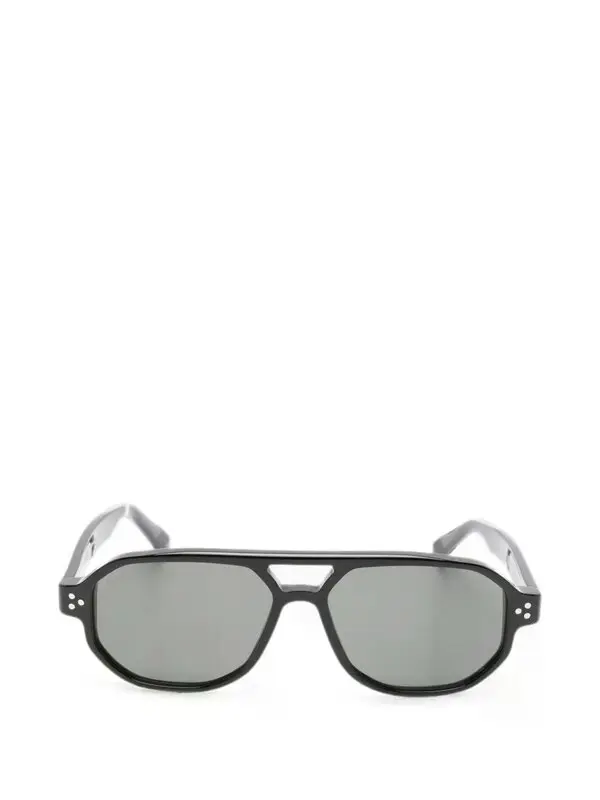 SNOB Pilot Frame Double Bridge Sunglasses - Black