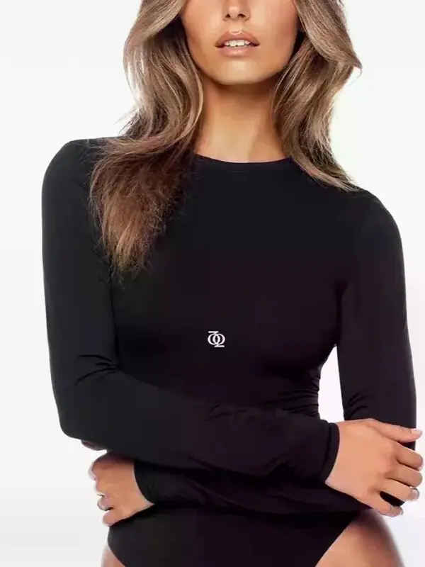 GOD SAVE QUEENS Logo Print Long Sleeve Bodysuit