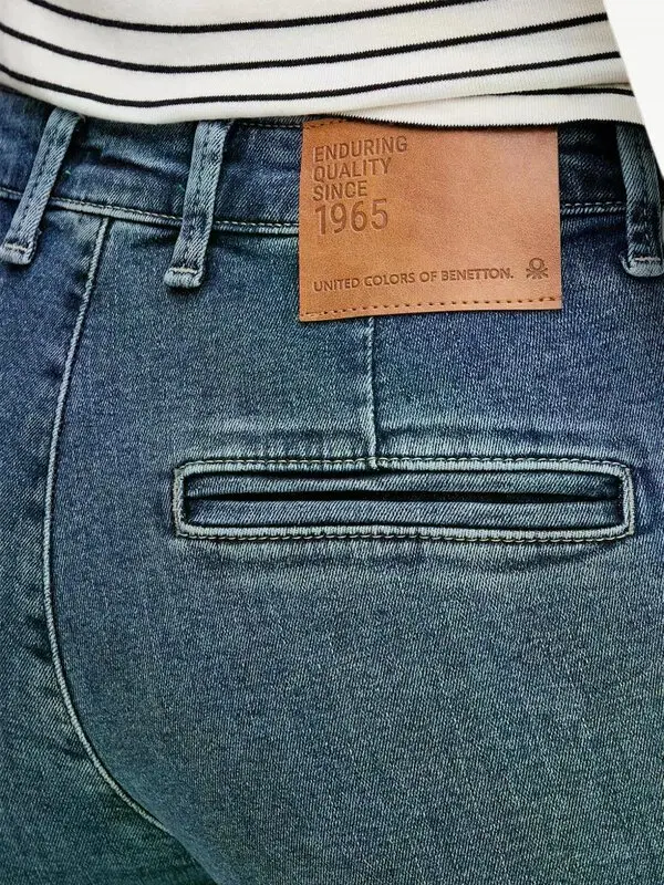 BENETTON Logo Patch Straight-leg Jeans