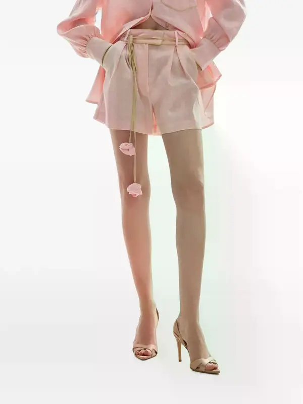LITA COUTURE Rosette-detail Belted Shorts - Pink