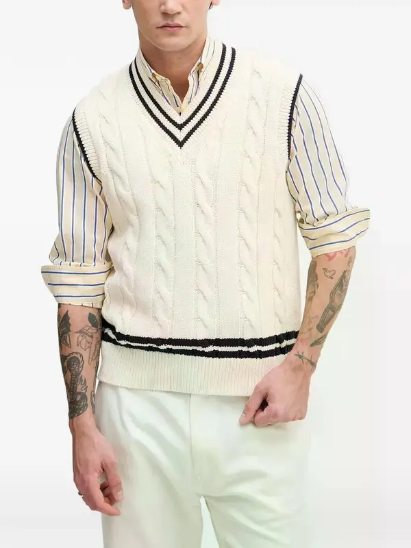 BENETTON Cable Knit V-neck Sweater Vest