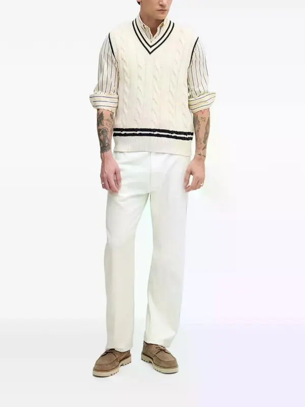 BENETTON Cable Knit V-neck Sweater Vest