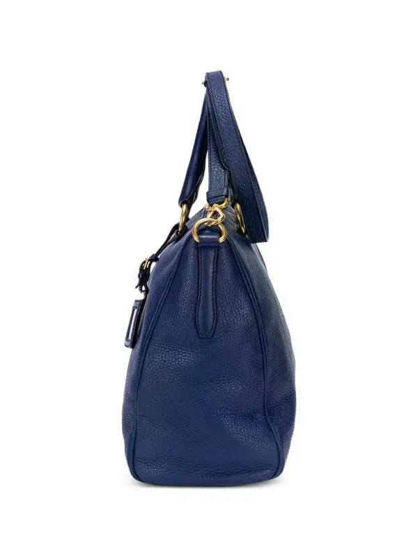 Prada Vitello Daino Bauletto Tote Bag - Blue