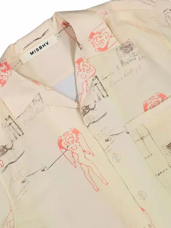 MISBHV Postcard And Devil Print Bowling Collar Shirt