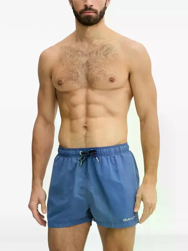 Gant Logo Print Swim Shorts - Blue