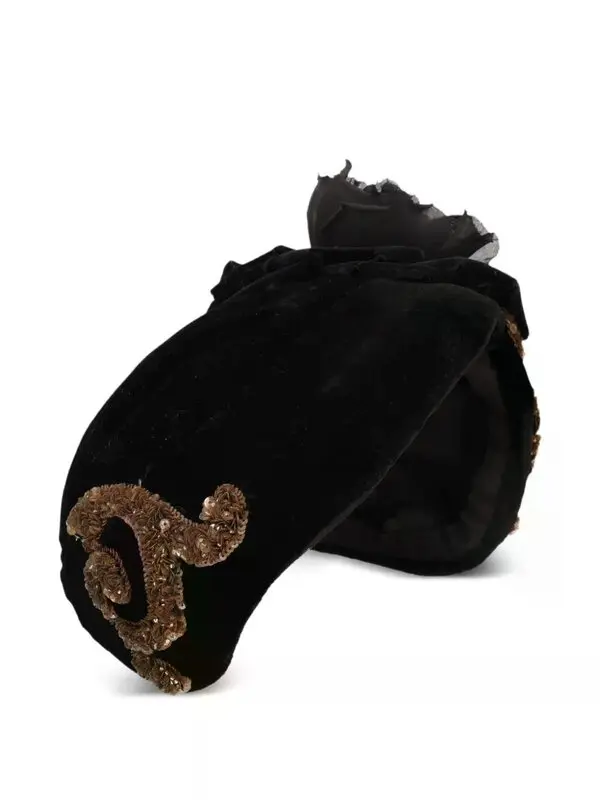 Vintage Floral Appliqué Sequin Embellished Hat