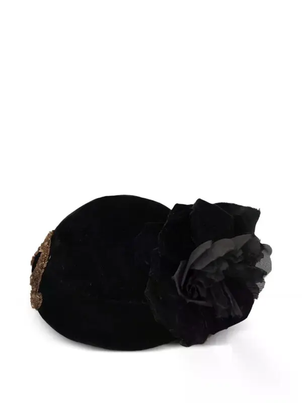 Vintage Floral Appliqué Sequin Embellished Hat