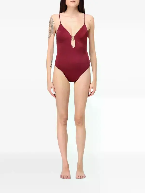 MC2 SAINT BARTH Teardrop-cutout V-neck Swimsuit - Red