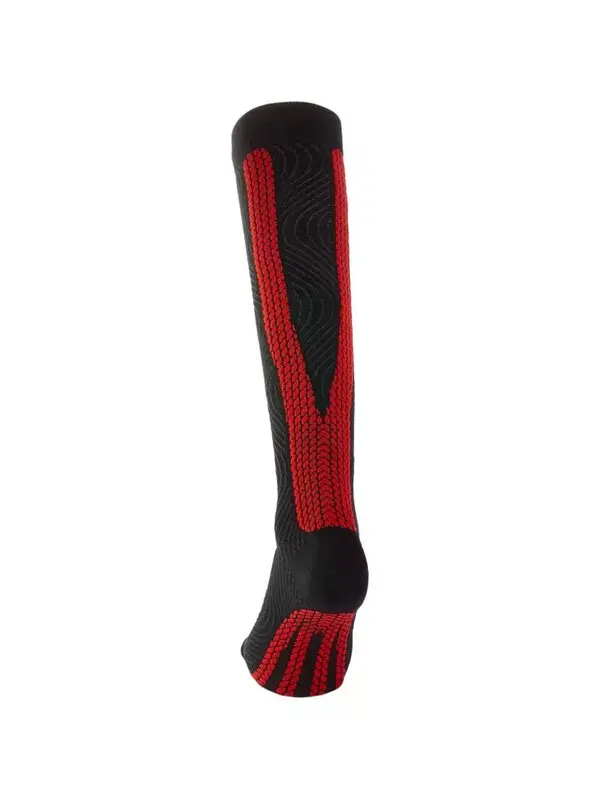 ACCAPI Ribbed Knit Logo Print Knee High Socks