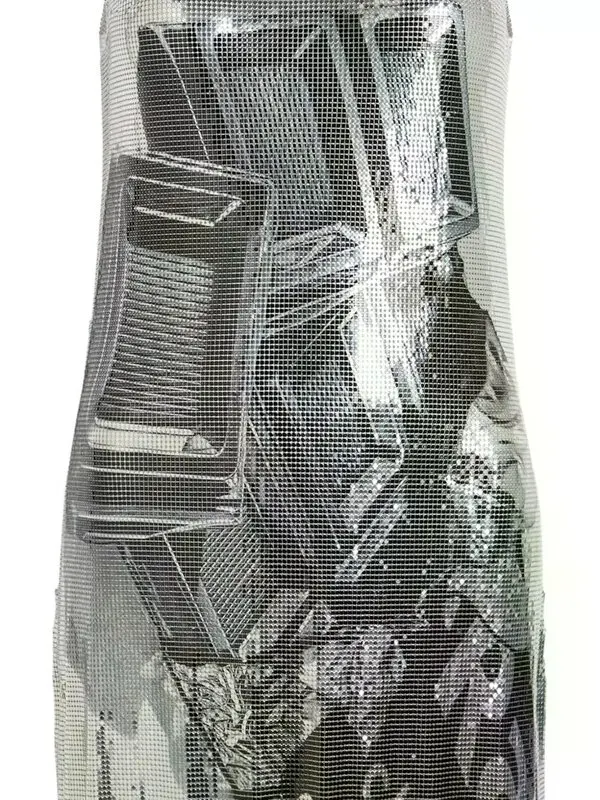 Rabanne Graphic-print Chainmail Mini Dress - Silver