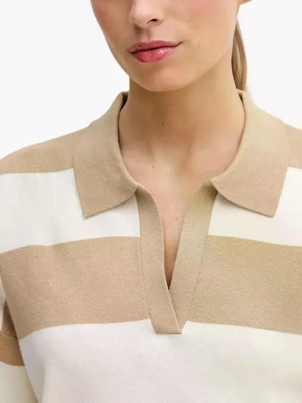BENETTON Horizontal-stripe Polo Collar Sweater - Neutrals