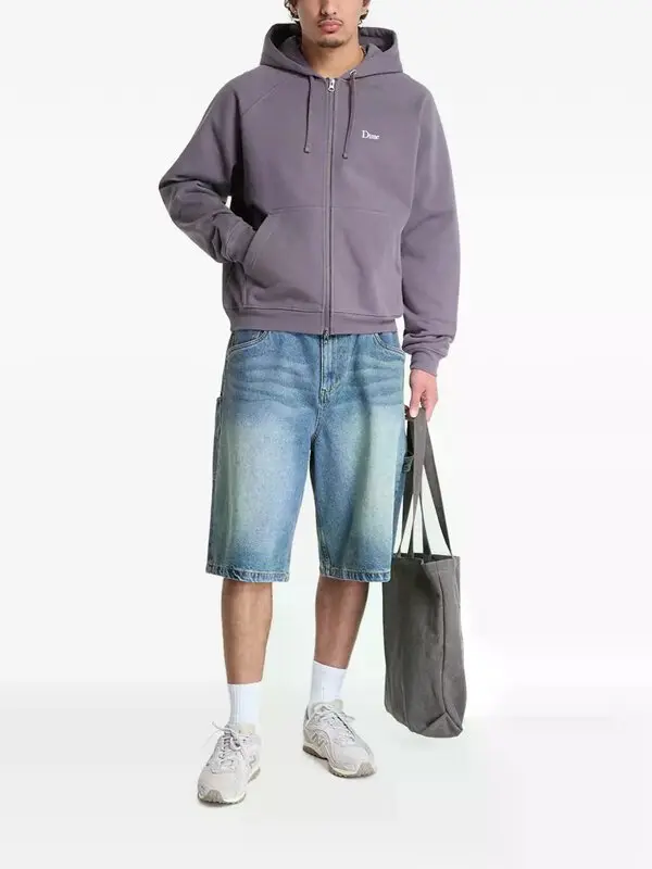 DIME Logo Embroidered Zip-up Hoodie - Purple
