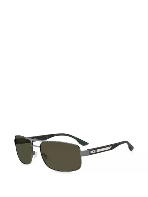BOSS Silver-tone Rectangle Frame Polarized Sunglasses - Grey