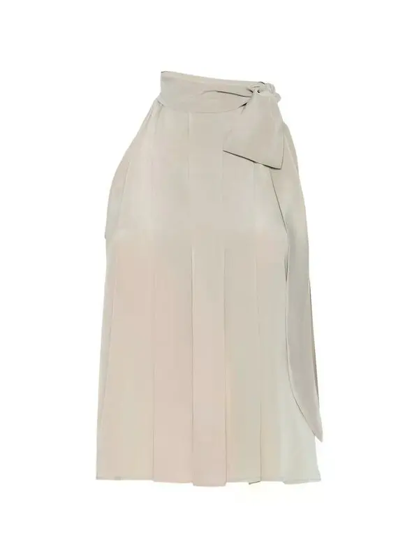Max Mara Silk Pleated Halterneck Blouse - Neutrals