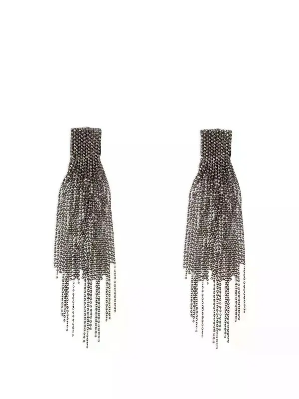 Fabiana Filippi Beaded Fringe Drop Earrings - Grey