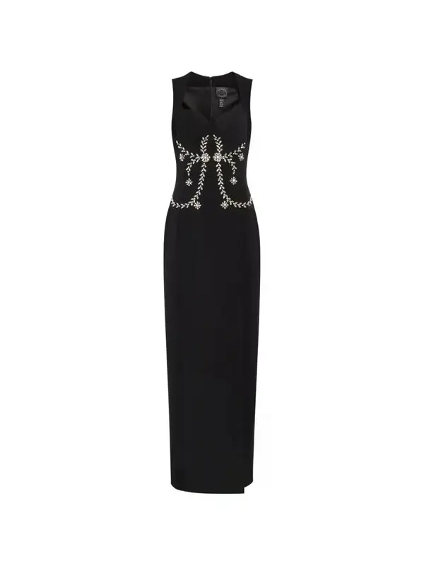 Huishan Zhang Crystal-embellished Sweetheart-neck Maxi Dress - Black