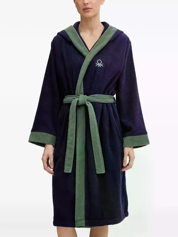 BENETTON Hooded Logo-embroidered Bathrobe