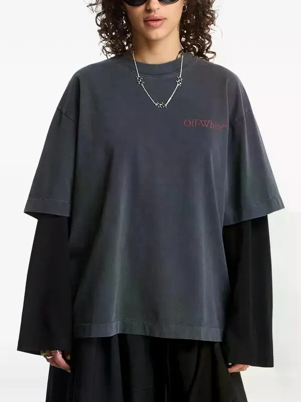 Off-White Short Sleeve T-shirt With Logo And Arrow Motif