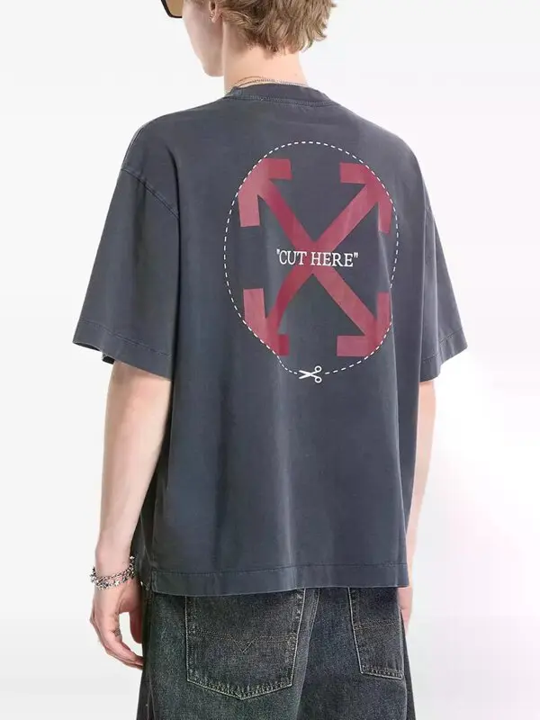 Off-White Short Sleeve T-shirt With Logo And Arrow Motif