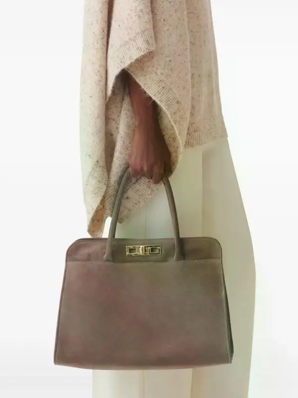 Fabiana Filippi Suede Twist-lock Tote Bag - Neutrals