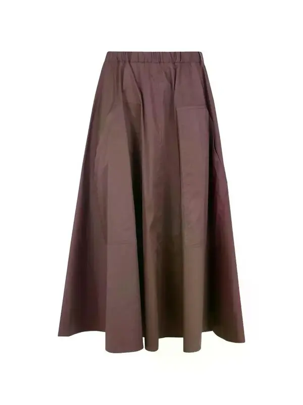 Black Label Elasticated-waist Patch-pocket Midi Skirt - Brown