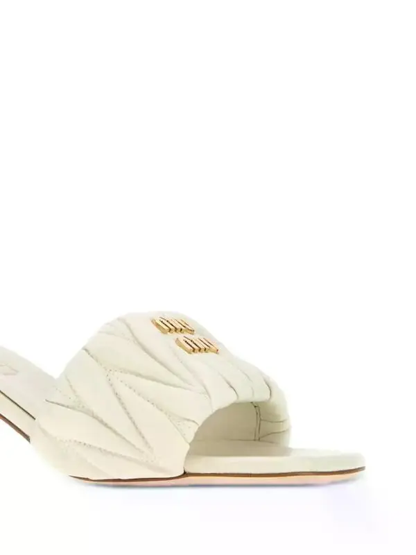 Miu Miu Matelassé Mules With Logo Plaque