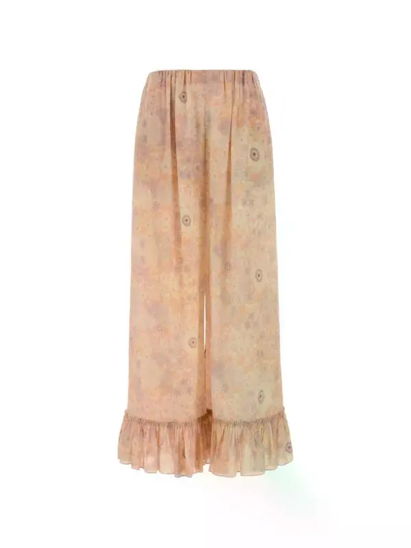 Chloé Floral-print Ruffled Silk Trousers