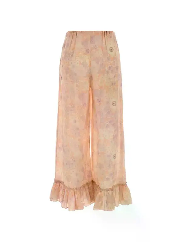 Chloé Floral-print Ruffled Silk Trousers