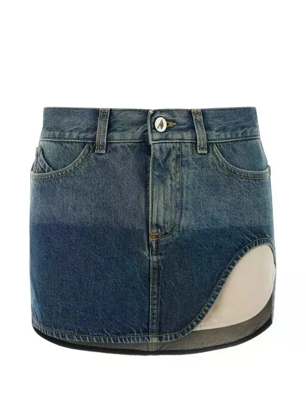 Attico Cut-out Denim Skirt