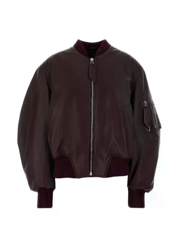 Attico Anja Leather Bomber Jacket - Purple