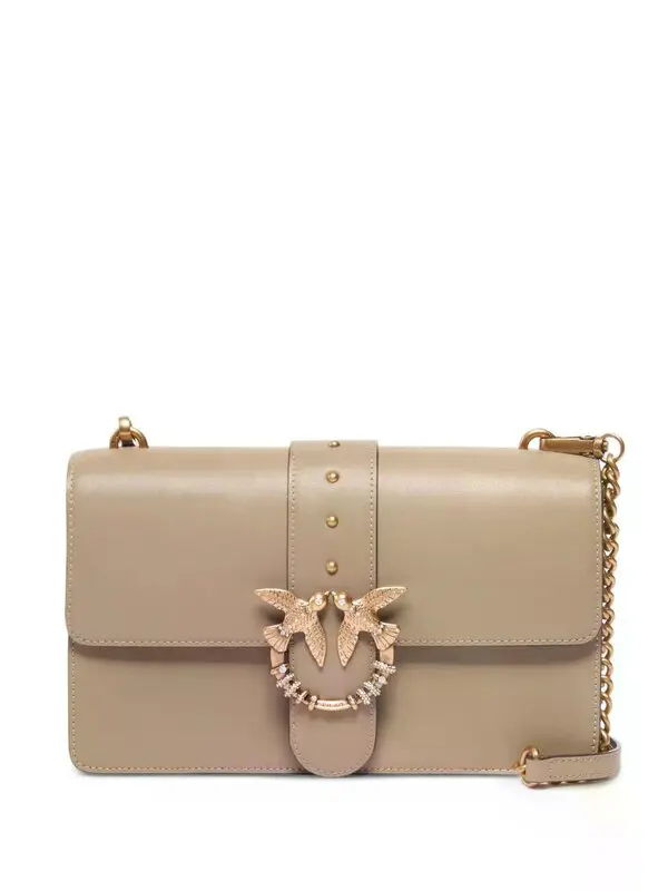 Pinko Love Birds Studded Shoulder Bag - Neutrals