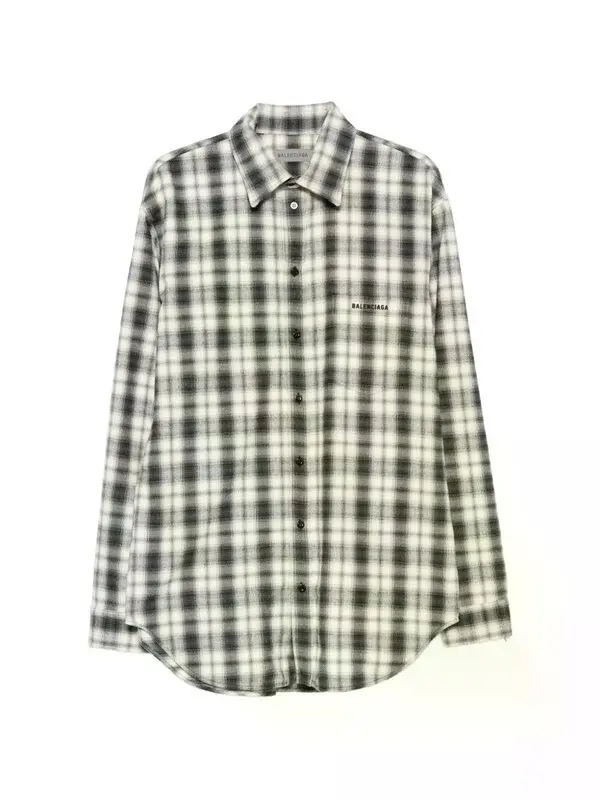 Balenciaga Check-pattern Logo-embroidered Shirt - Neutrals